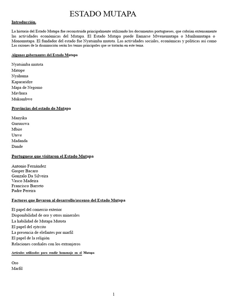 2.estado Mutapa | PDF | Estado (política) | imperio Romano