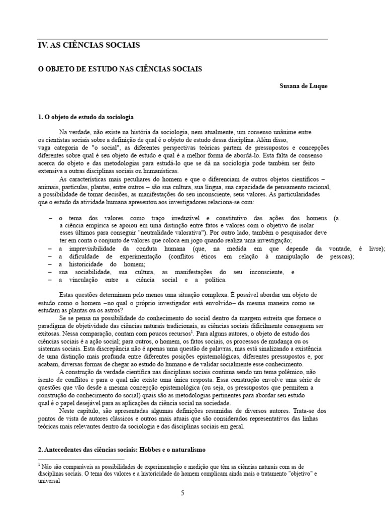 De Luque - O Objeto de Estudo Das Ciências Sociais | PDF | Sociologia ...