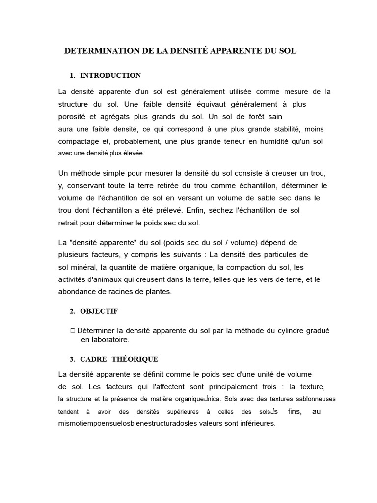 Mesure de la Densité Apparente du Sol | PDF | Porosité | Sol (pédologie)