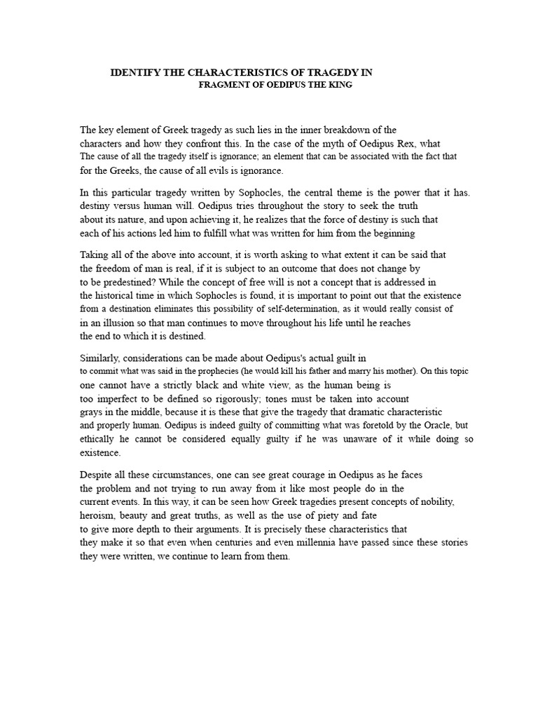 Tragedy in Oedipus the King Explained | PDF | Oedipus | Sophocles