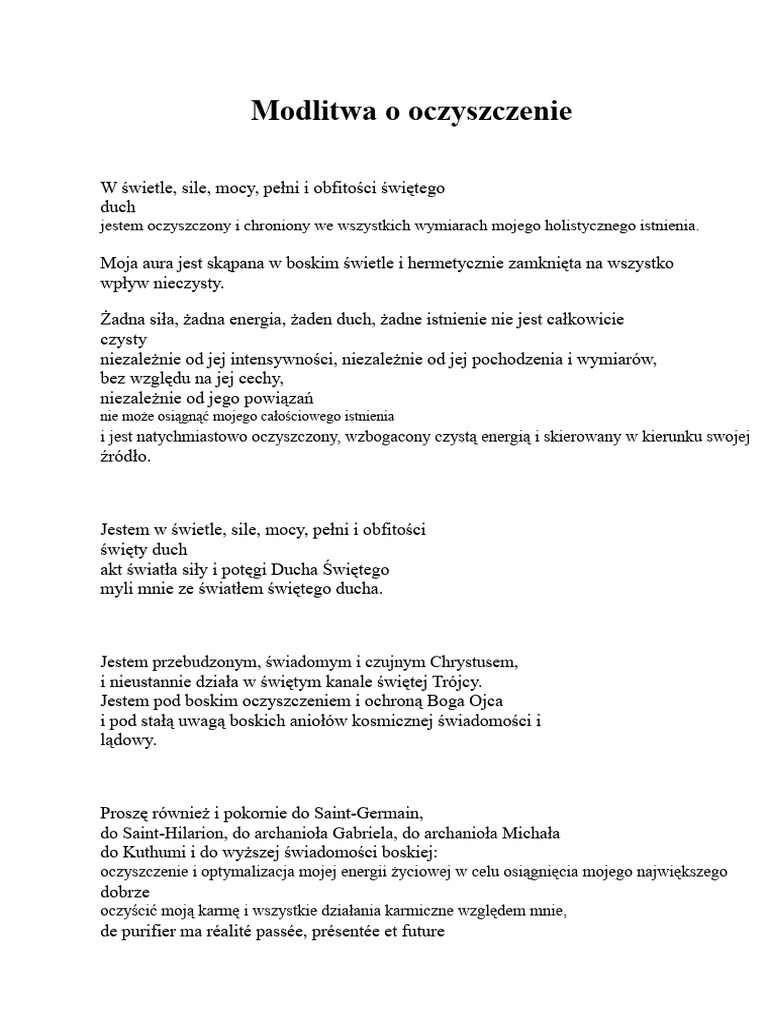 Modlitwa o Oczyszczenie | PDF