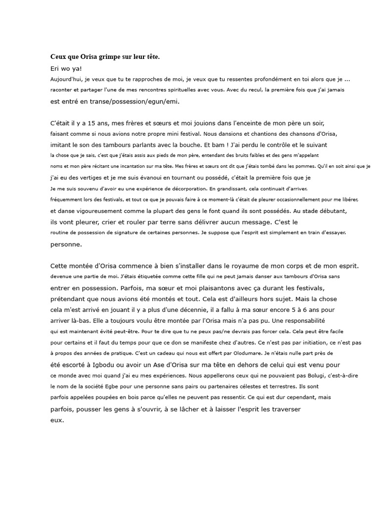 Expérience de possession par Orisa | PDF | Démons | Divination