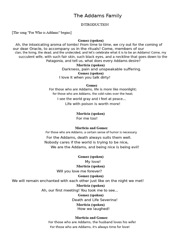 The Complete Addams Family Script | PDF