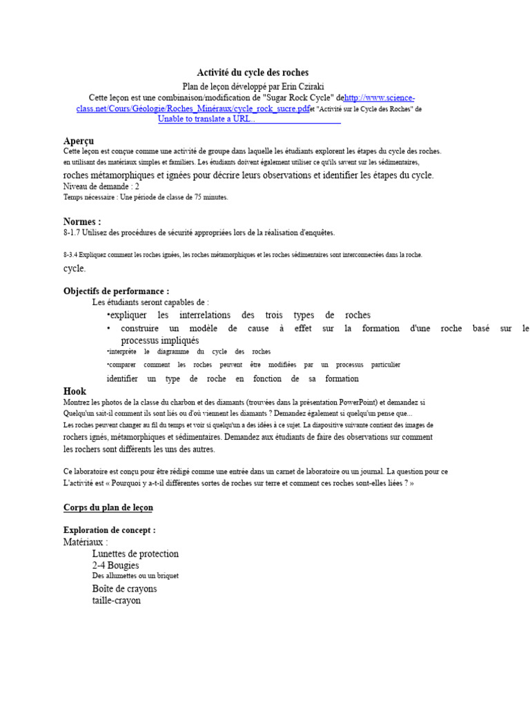Activité interactive sur le cycle des roches | PDF | Papier