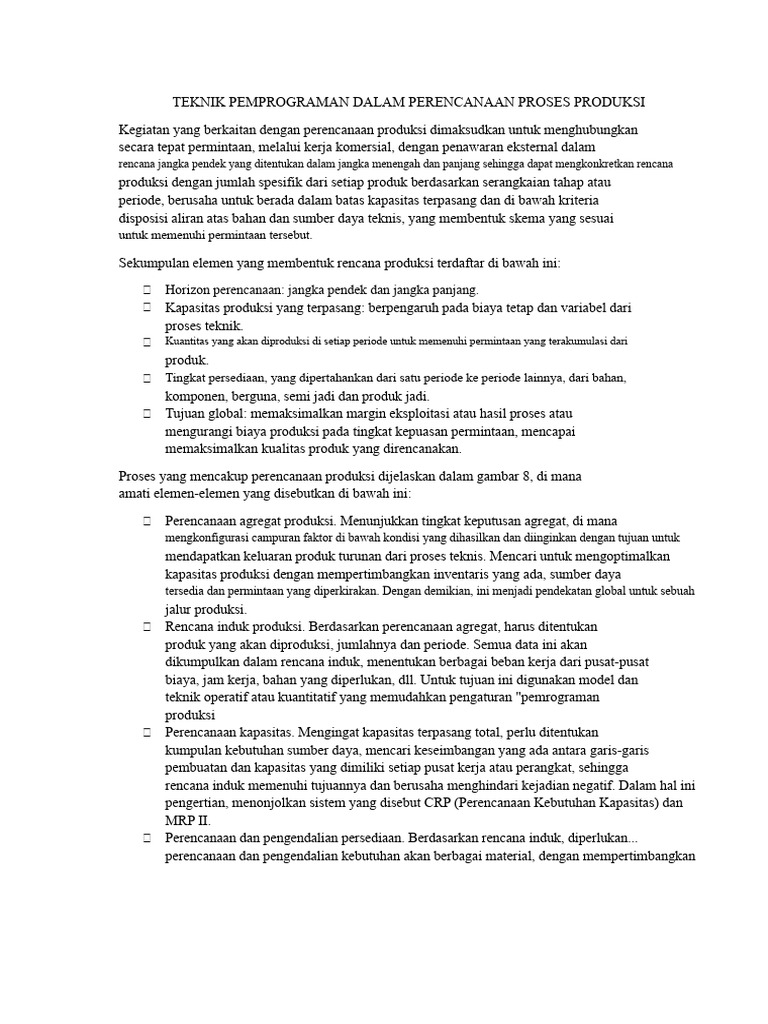 Teknik Pemrograman Dalam Perencanaan Proses Produksi | PDF
