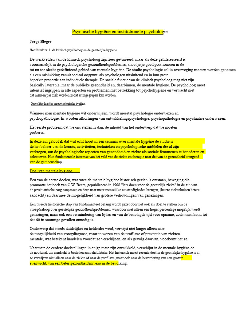 3 Samenvatting Voorkoming Bleger Psychohygiene en Institutionele ...