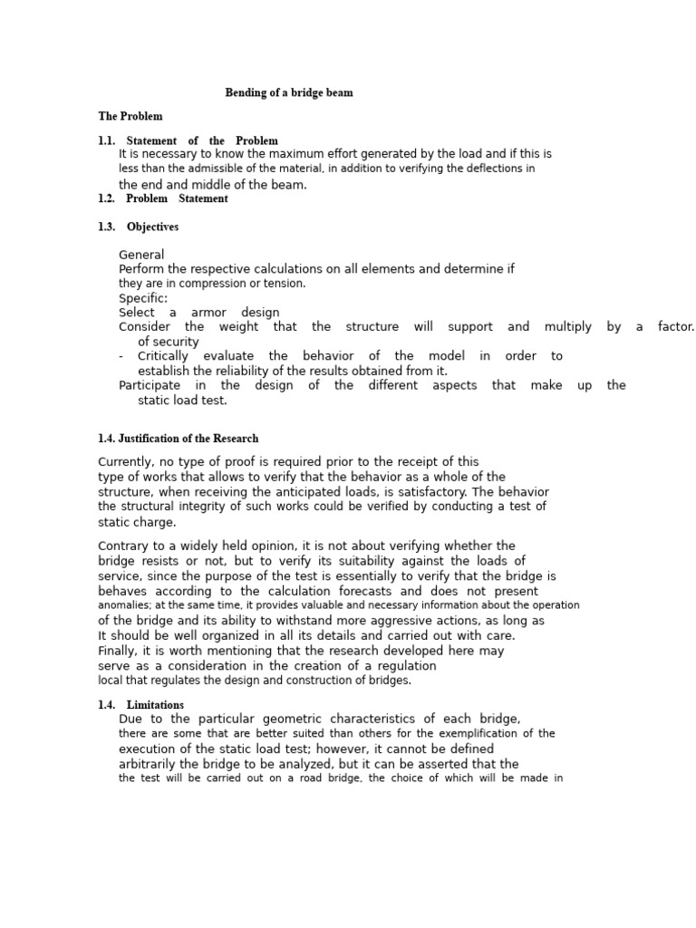 Bending of a Bridge Beam - Project | PDF | Bending | Beam (Structure)