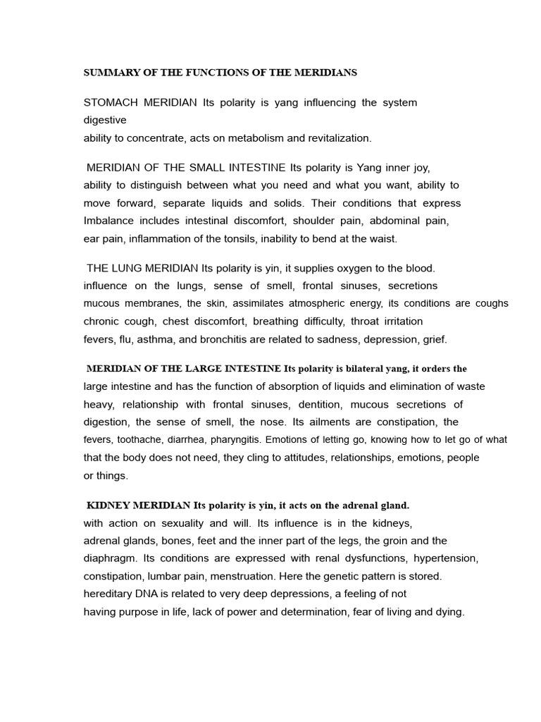 Functions of Meridians in TCM | PDF | Traditional Chinese Medicine ...