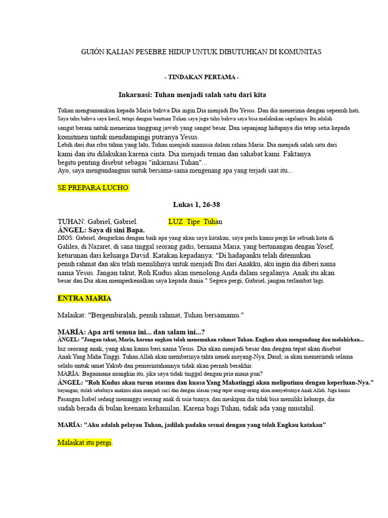 Pesebre Hidup: Kisah Inkarnasi Yesus | PDF