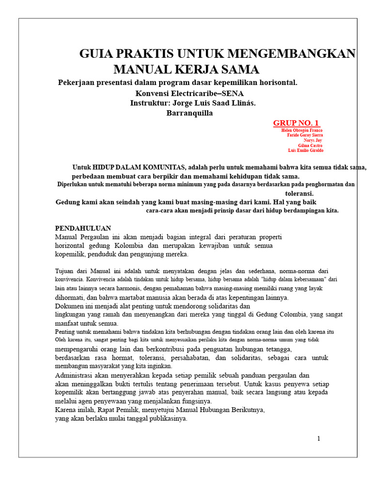 Panduan Norma Hidup Bersama di Gedung Kolombia | PDF