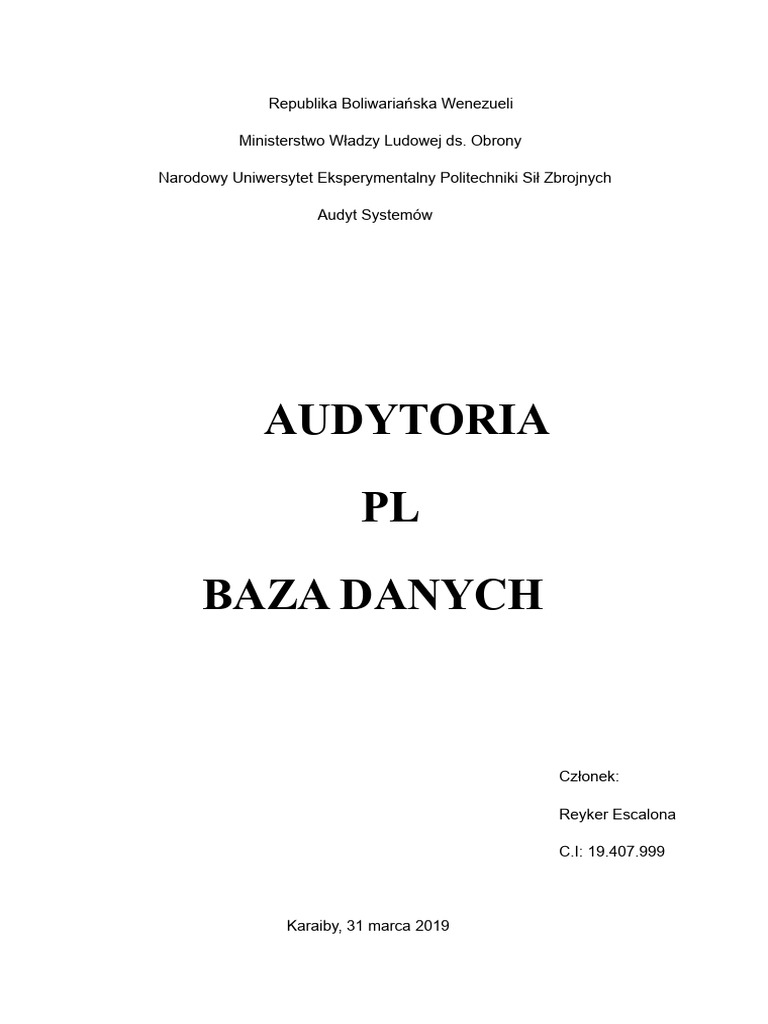 Audyt Bazy Danych | PDF