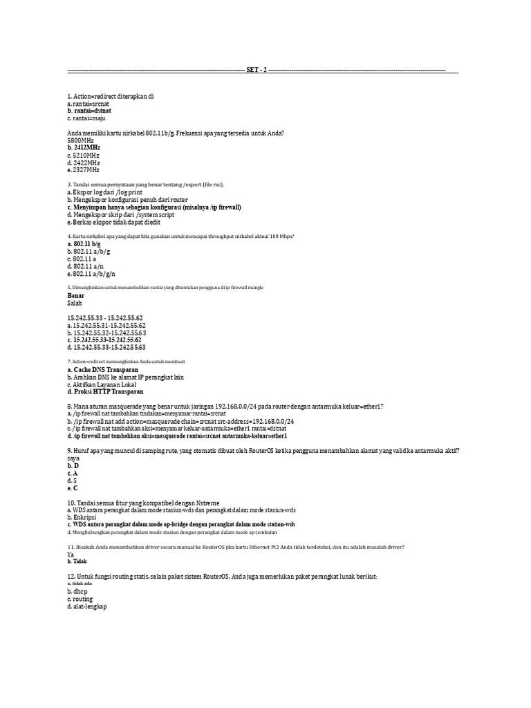 Soal Mtcna Set 2 | PDF
