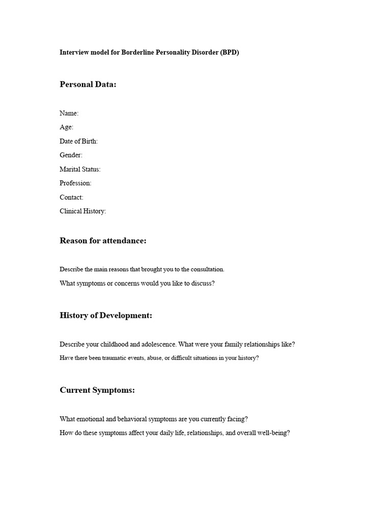 Borderline Interview Model | PDF