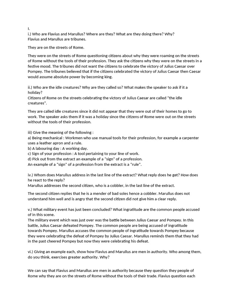 Julius Caesar - Act 1 Scene 01 | PDF | Julius Caesar | Pompey