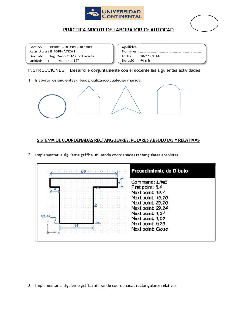 Práctica de Laboratorio Nro 01 Autocad | PDF