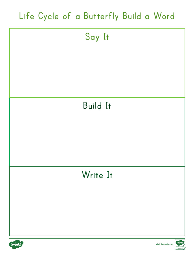 Us Sc 210 Butterfly Life Cycle Build a Word Activity Sheet Ver 1 | PDF