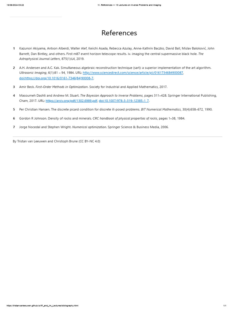 Inverse Problems and Imaging References | PDF