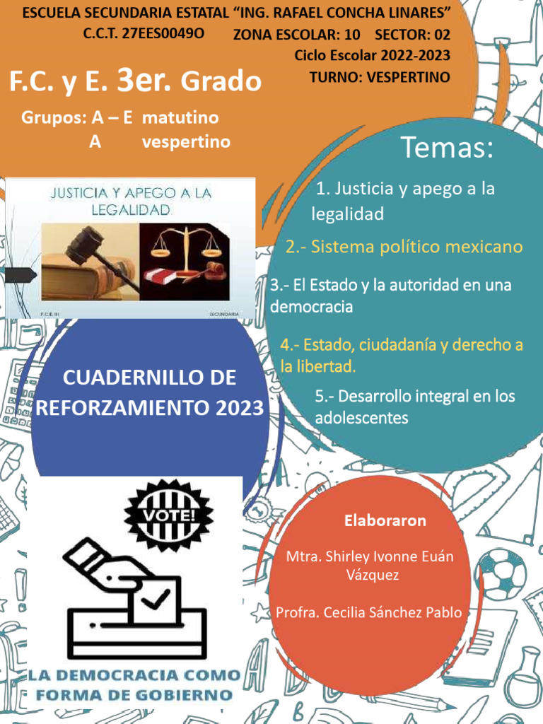Cuadernillo de reforzamiento 3er. grado FCE MODIFICADO | PDF | Democracia | Ideologías políticas