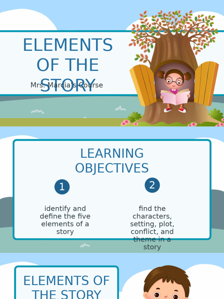 English Elements of The Story Educational Presentation in Blue and ...