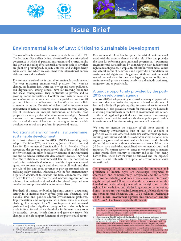 A - UNEP 2015 - Environmental Rule of Law | PDF | Environmental Law ...
