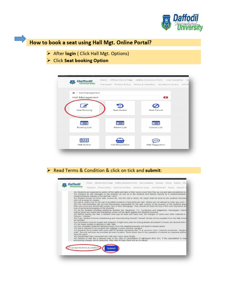 How To Book A Seat Using Hall MGT | PDF
