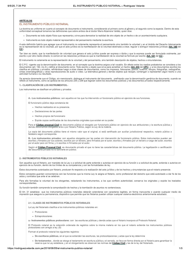 Instrumento Público Notarial: Definición y Clases | PDF | Ley común ...