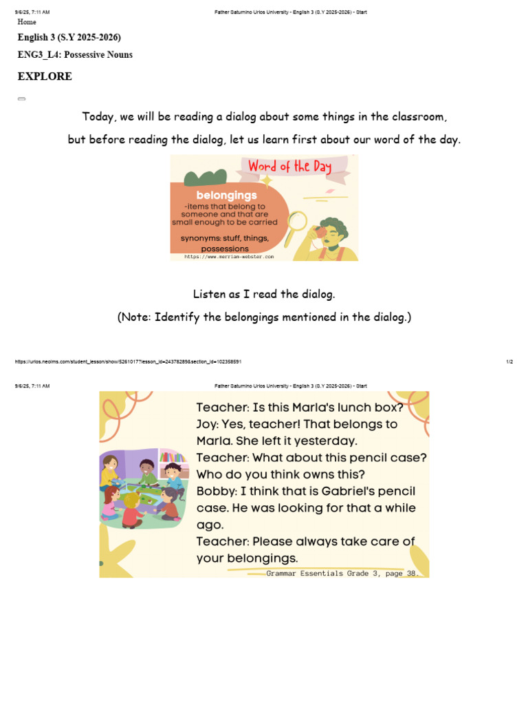 English 3: Possessive Nouns Lesson | PDF