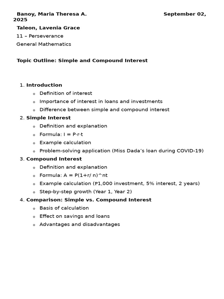 Topic Outline in GenMath | PDF