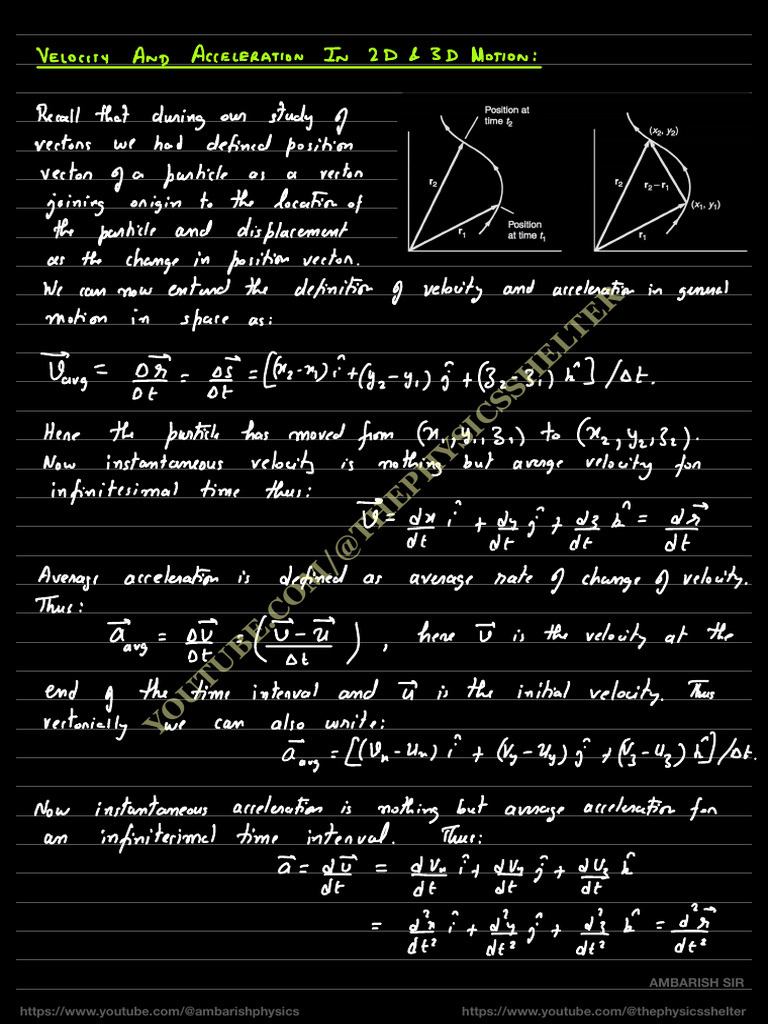 Velocity and Acceleration in 2D and 3D Motion | PDF | Acceleration | Velocity