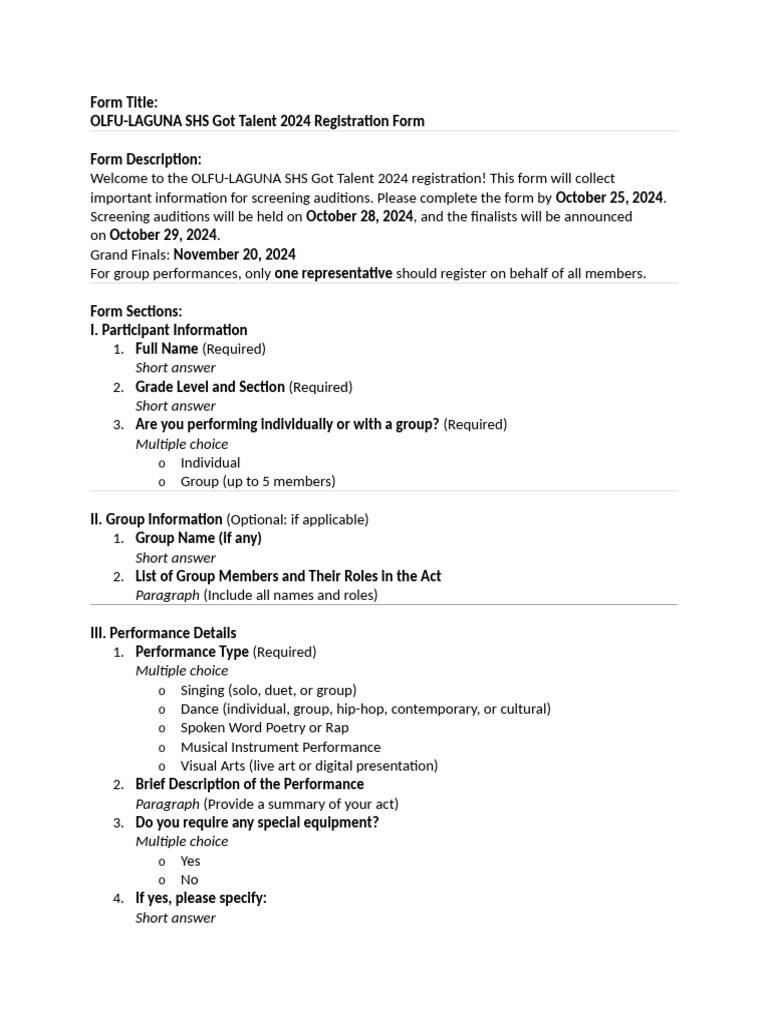 Gform For Got Talent | PDF