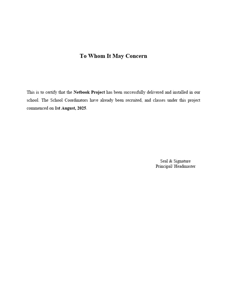 Go Live Letter From School | PDF
