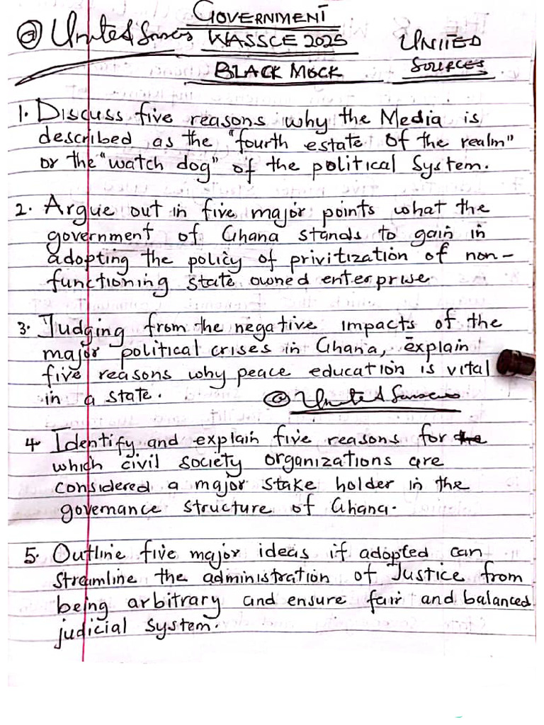 Wassce 2025 Government-1 | PDF