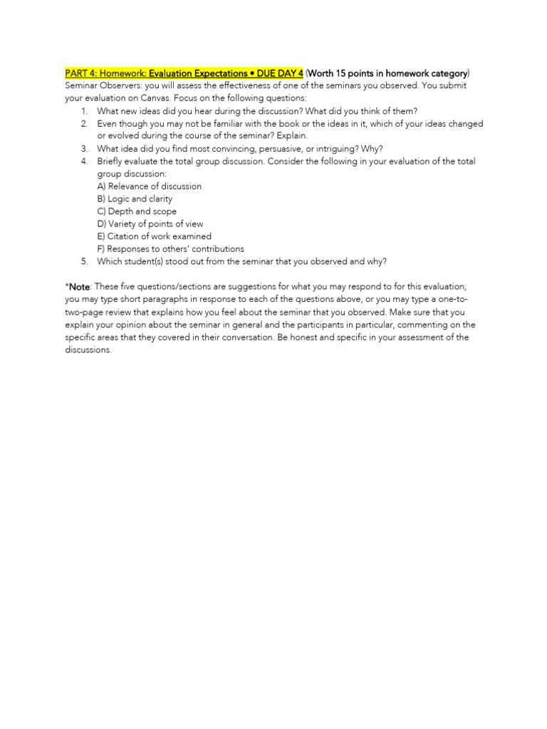 Seminar Evaluation | PDF