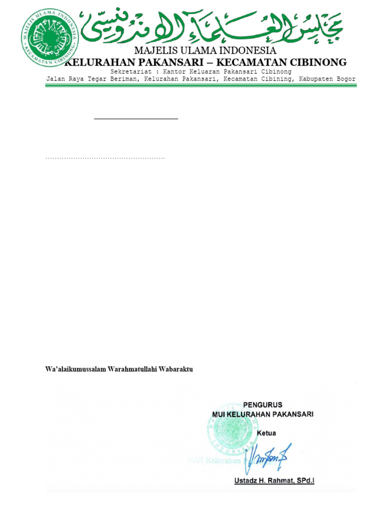 02 Surat Undangan Rapat MTQ Pakansari 2024 | PDF