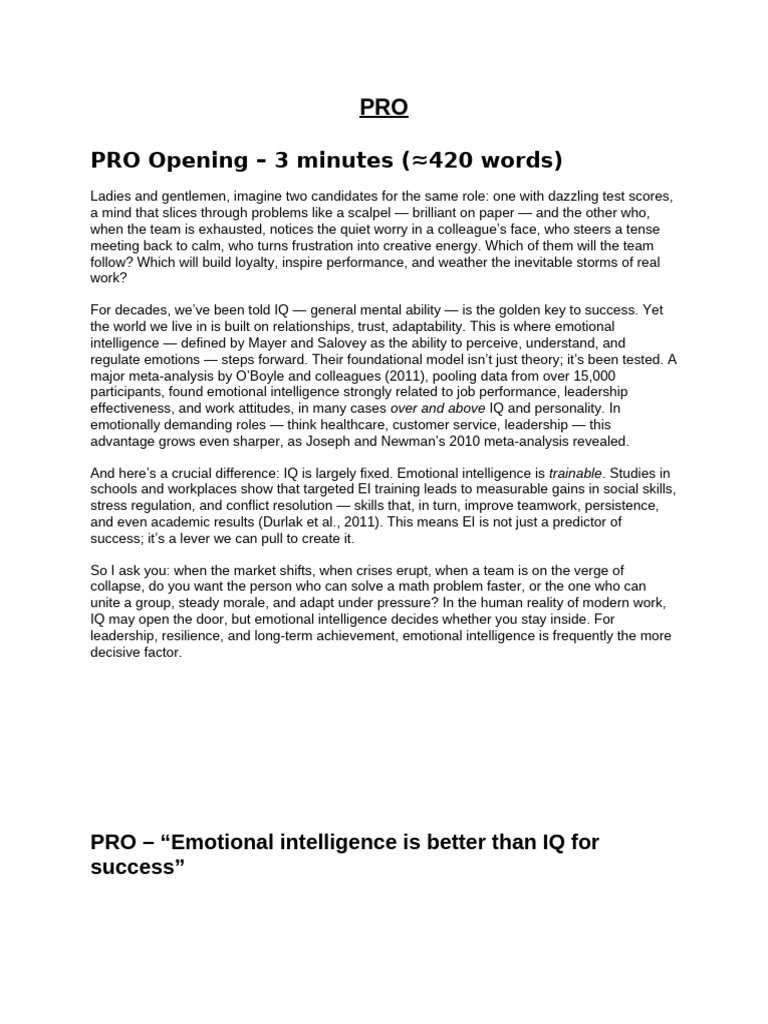 Emotional Intelligence vs. IQ in Success | PDF | Emotional Intelligence ...
