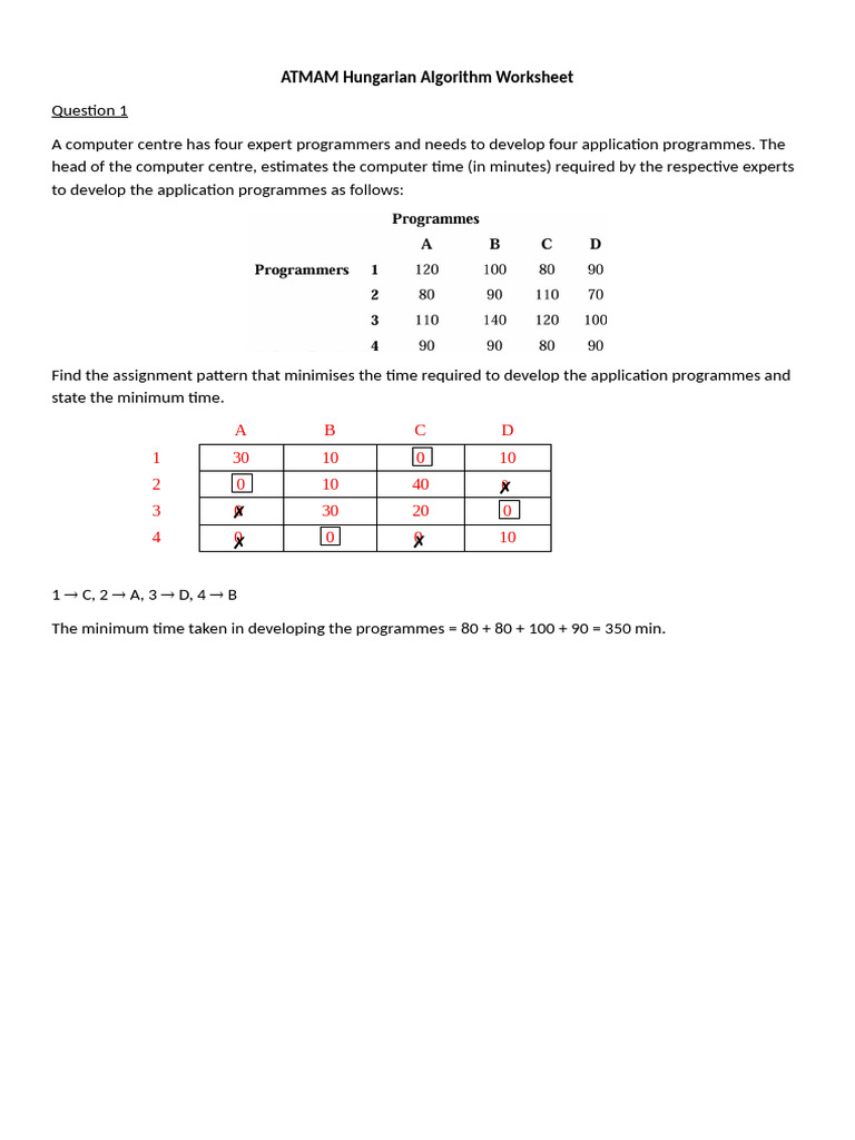 12A T3W5 - 1 Hungarian Algorithm Worksheet Solutions | PDF | Theoretical Computer Science ...