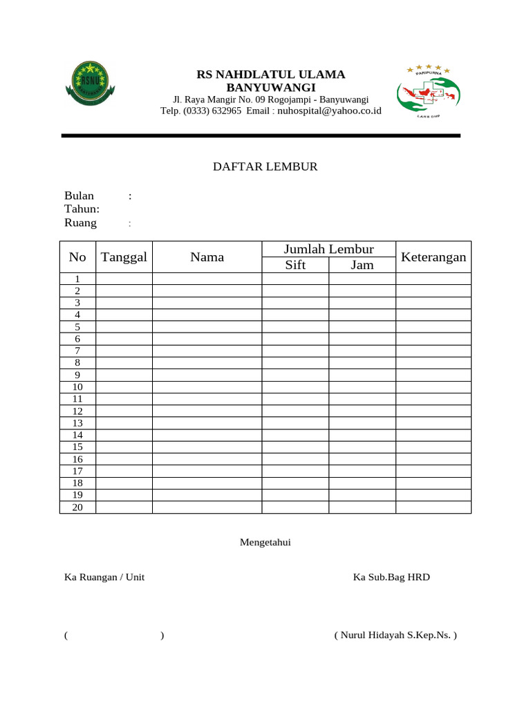 Lembar Lembur | PDF