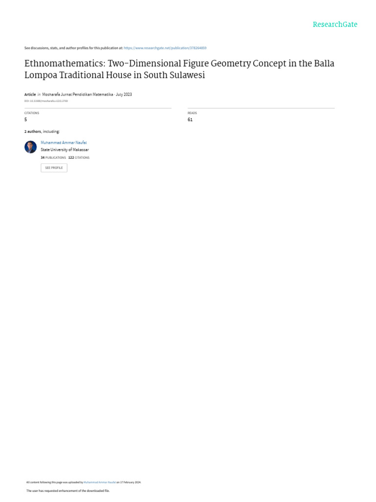 Ethnomathematics in Balla Lompoa House | PDF | Triangle | Circle