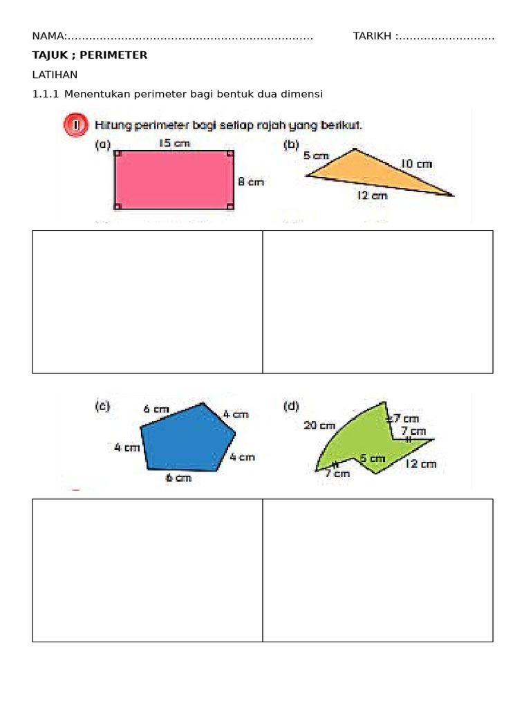 Latihan Matematik Perimeter | PDF