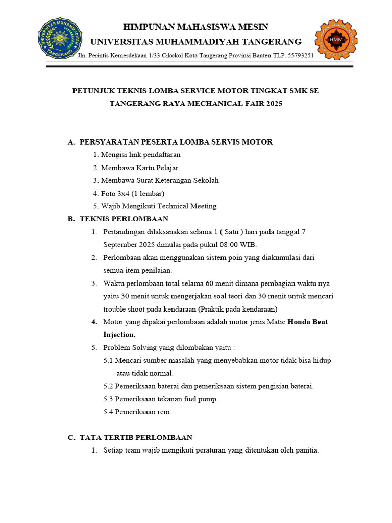 Petunjuk Teknis Lomba Servis 2025 | PDF