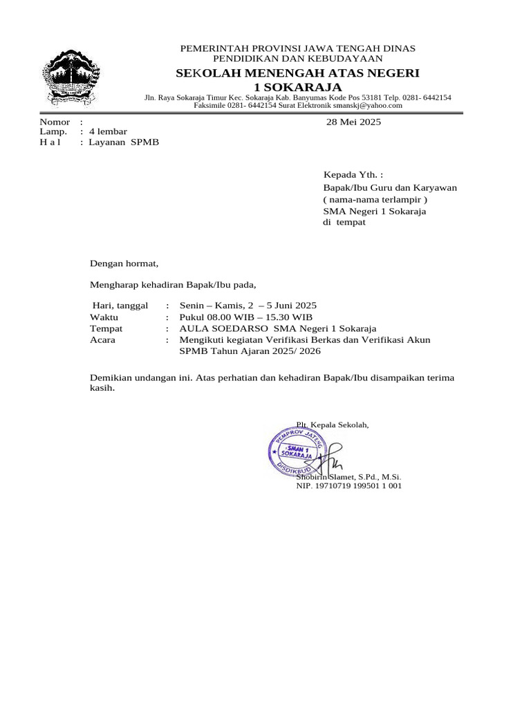 Und. Layanan SPMB (Senin-Kamis, 02-05 Juni 2025) | PDF