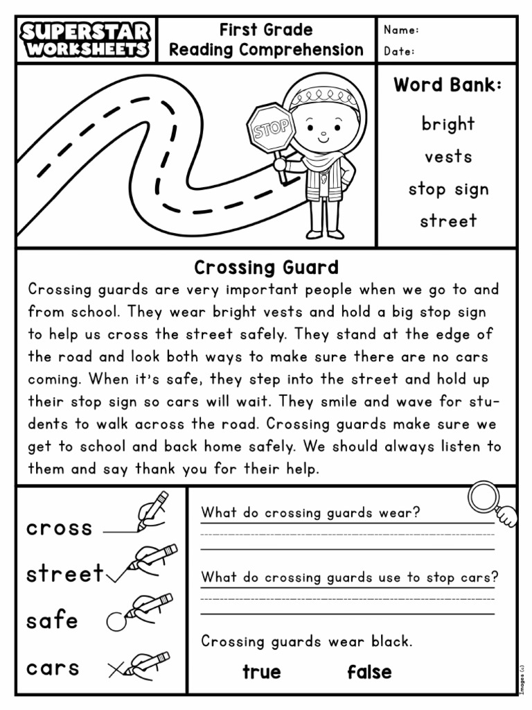 First Grade Reading Comprehension Crossing Guard | PDF