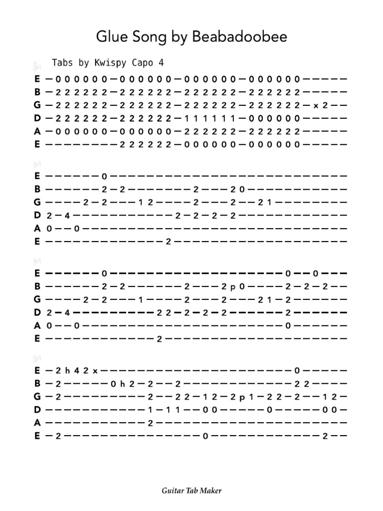 Glue Song by Beabadoobee | PDF