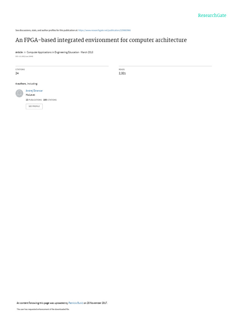 CAE2013 FPGA BasedLabCompArch | PDF | Central Processing Unit | Field Programmable Gate Array
