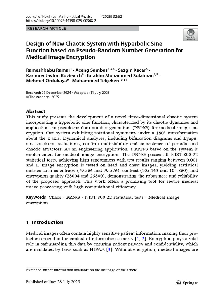 Design of New Chaotic System With Hyperbolic Sine | PDF | Chaos Theory ...