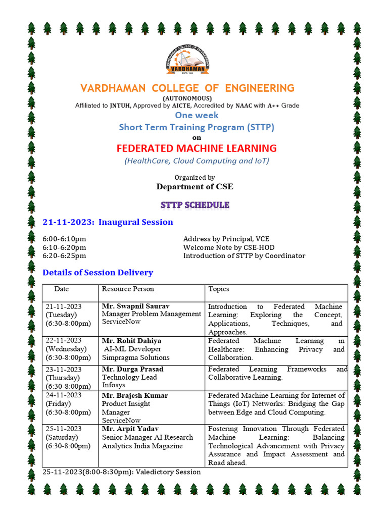 Federated Machine Learning STTP at VCE | PDF