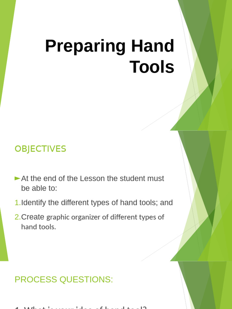 LESSON 2 - Preparing Hand Tools | PDF