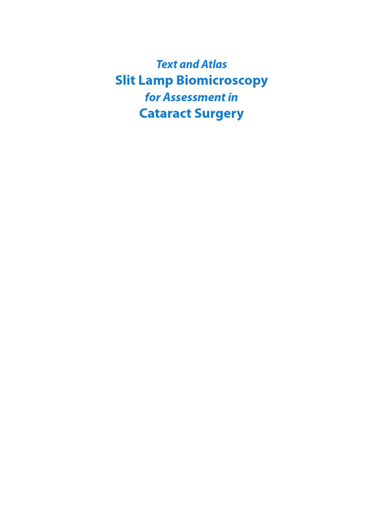 Slit Lamp Biomicroscopy in Cataract Surgery | PDF | Cataract | Cornea