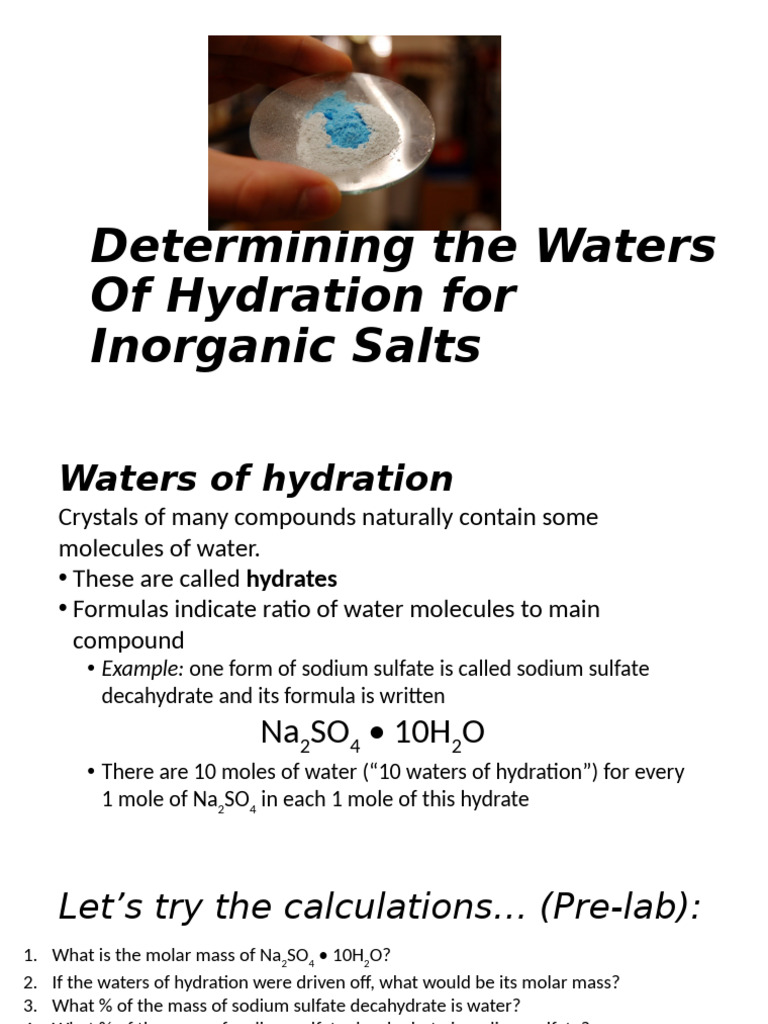 Determining The Waters of Hydration For Inorganic Salts | PDF | Mole ...