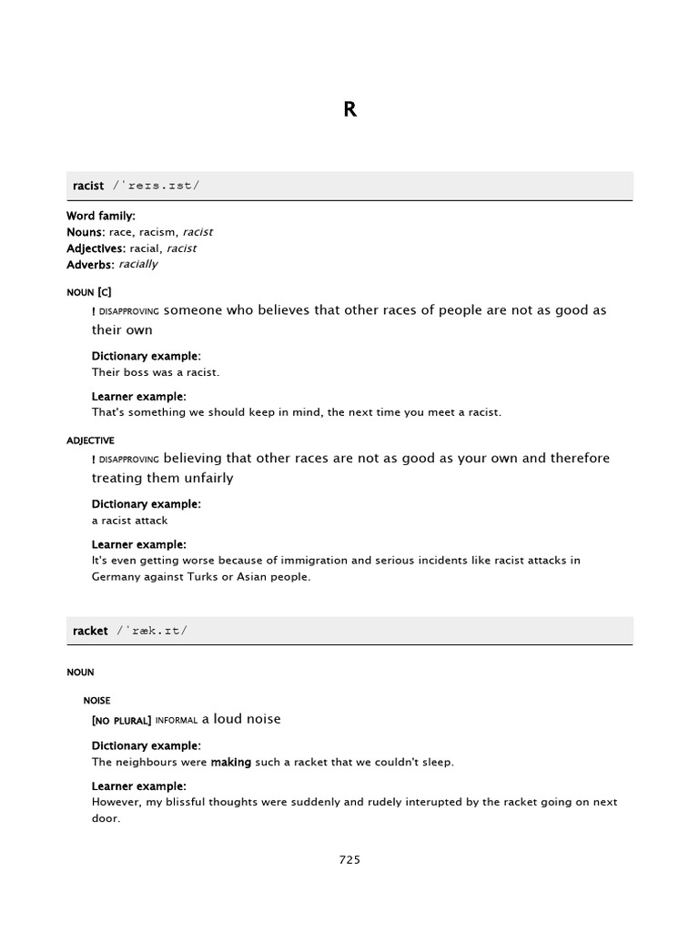 Vocabulary Definitions and Examples | PDF | Adjective | Adverb